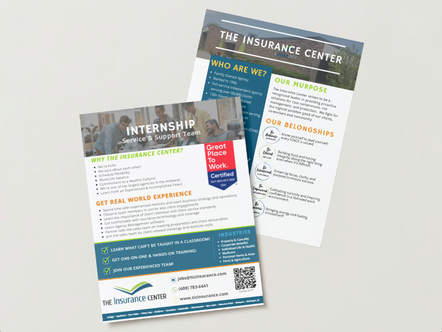 HR - Service & Support Internship Flyer - The Insurance Center